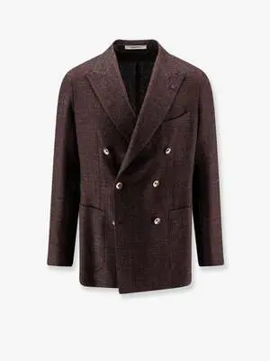Tagliatore Virgin Wool And Silk Blazer - Brown