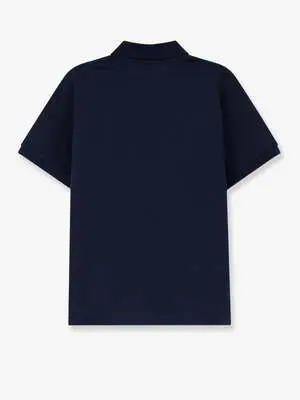 Saint Laurent Piqué Cotton Polo Shirt With Cassandre Embroidery - Blue