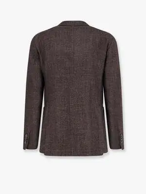 Tagliatore Virgin Wool And Silk Blazer - Brown