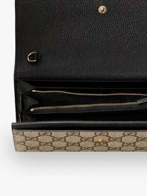 Gucci Gg Marmont Leather And Gg Supreme Fabric Crossbody Bag