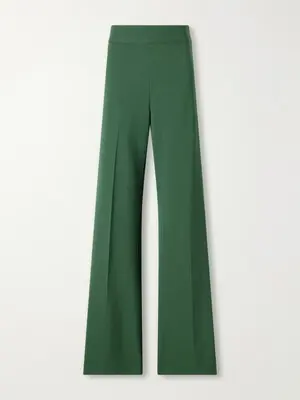 Carolina Herrera Diane Pleated Wool-blend Straight-leg Pants - Green