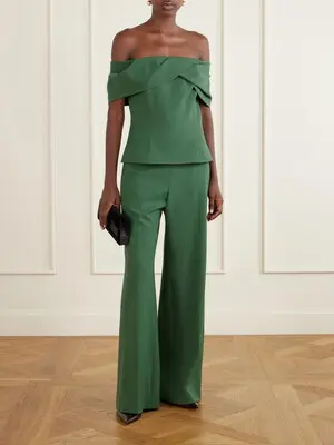 Carolina Herrera Diane Pleated Wool-blend Straight-leg Pants
