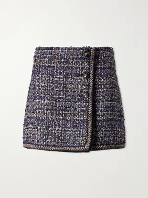 Etro Wrap Button Tweed Mini Skirt - Blue
