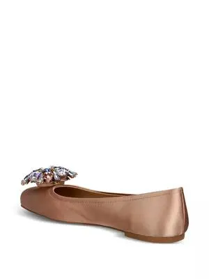 Jeffrey Campbell Ornate Crystal-embellished Square-toe Ballet Flats - Neutrals