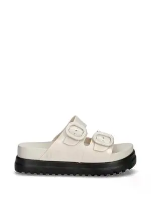 Melissa Buckle-fastening Platform Slides - Neutrals