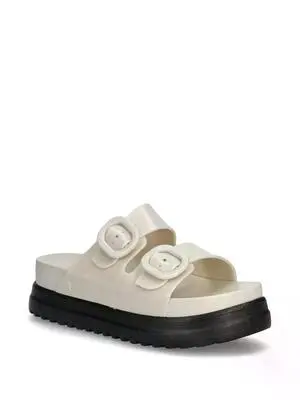 Melissa Buckle-fastening Platform Slides - Neutrals