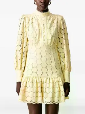 Bardot Remy Guipure-lace Ruffled Mini Dress - Yellow