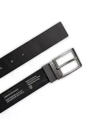 Armani Exchange Logo-embossed Leather Belt - Black