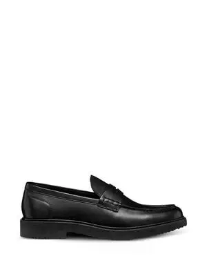 Geox Leather Penny-slot Loafers - Black
