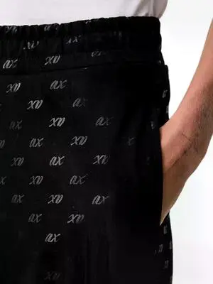 Armani Exchange Monogram Pattern Wide Leg Trousers