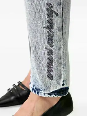 Armani Exchange Acid-wash Embroidered-logo Jeans