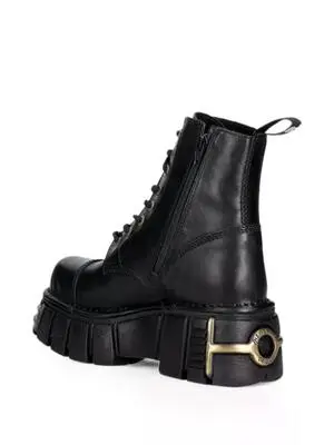NEW ROCK Metallic Logo-plaque Platform Boots