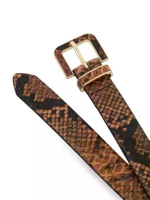 Dkny Snakeskin-effect Buckle Belt - Brown