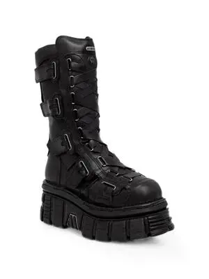 NEW ROCK Buckle-strap Platform Boots