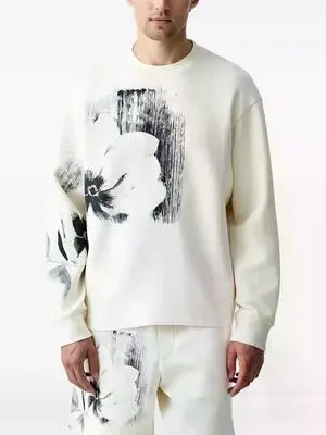 Armani Exchange Floral-print Long-sleeved Sweatshirt - White