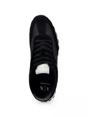 Armani Exchange Monogram-print Lace-up Sneakers - Black