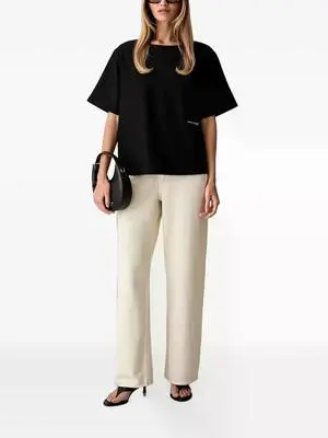 Armani Exchange Logo-embroidered Zip-fastening Top - Black