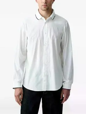 Armani Exchange Logo-embroidered Contrast-trim Shirt - White