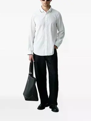 Armani Exchange Logo-embroidered Contrast-trim Shirt