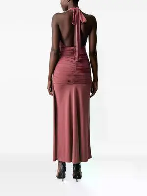 Bardot Ines Ruched Halterneck Maxi Dress - Pink