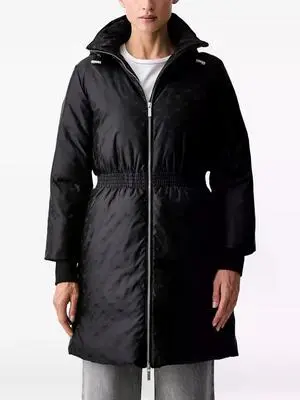 Armani Exchange Monogram-pattern Hooded Coat - Black