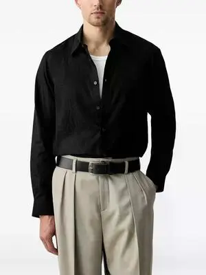 Armani Exchange Logo-jacquard Long-sleeved Shirt - Black