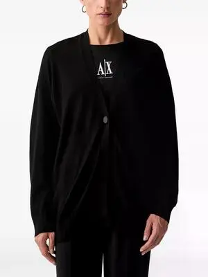 Armani Exchange V-neck Logo-embroidered Cardigan - Black