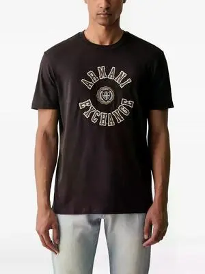 Armani Exchange Logo-patch T-shirt - Brown