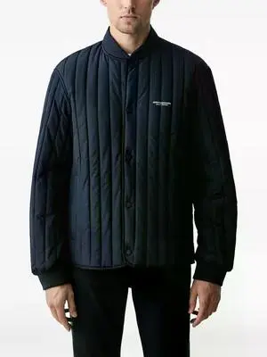 Armani Exchange Quilted Logo-print Jacket - Blue