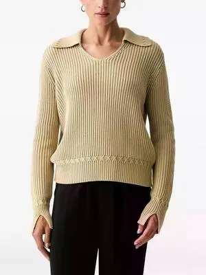 Armani Exchange Ribbed-knit Spread-collar Sweater