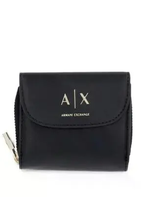 Armani Exchange Logo-print Zip-around Wallet - Black