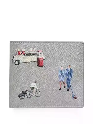 Thom Browne Printed Pebbled-leather Wallet - Grey