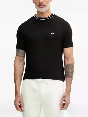 Armani Exchange Tipped-trim Logo-embroidered T-shirt