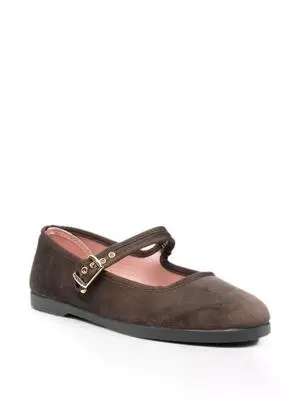 Victoria Beckham Buckle-fastening Velvet Ballet Flats