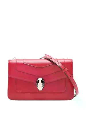 BVLGARI 2010-2026 Small Calfskin Serpenti Forever East West Shoulder Bag - Red