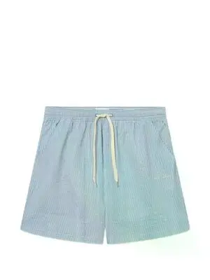 LES DEUX Stan Seersucker Striped Swim Shorts - Blue