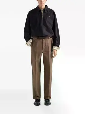 Prada Cotton Zip-up Jacket With Embroidered Logo