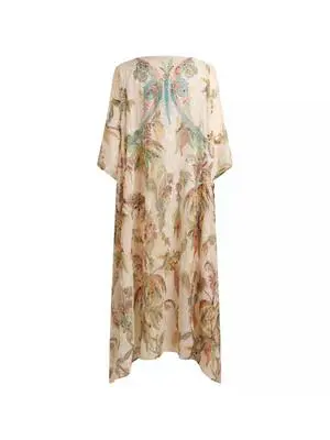 Etro Crepon Kaftan With Embroidery And Paisley Foliage Motif