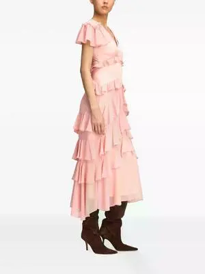 Cinq À Sept Tatum Ruffled Tiered Midi Dress - Pink