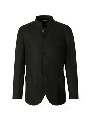 Boglioli Herringbone-pattern Mandarin-collar Blazer