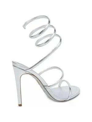 Rene Caovilla Metallic Leather Stiletto Heeled Sandals