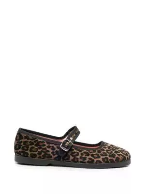 Victoria Beckham Leopard-print Buckle-fastening Ballet Flats - Brown