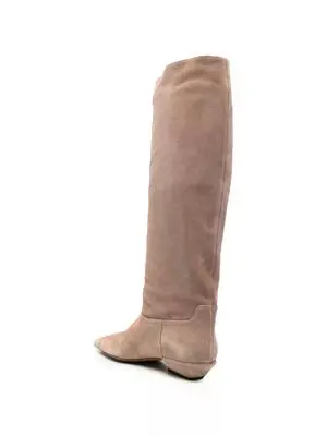 Paris Texas Bettina Pointed-toe Suede Boots - Neutrals