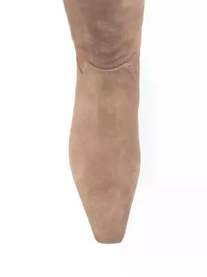 Paris Texas Bettina Pointed-toe Suede Boots - Neutrals
