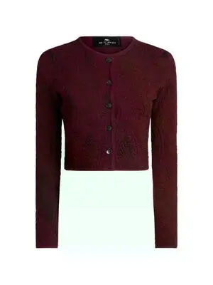 Etro Cropped Jacquard Cardigan With Medallion Motif - Red