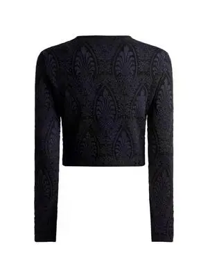 Etro Cropped Jacquard Cardigan With Medallion Motif