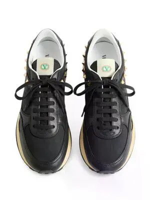 Valentino Garavani Studded Leather & Nylon Sneakers - Black