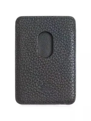 Valentino Garavani Rockstud Magnetic Cardholder In Grainy Calfskin - Black