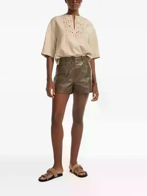YVES SALOMON Buttoned Leather Mini Shorts