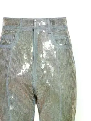 Rick Owens Bolan Sequin Bootcut Jeans - Silver